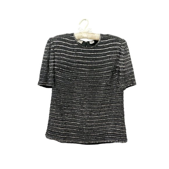 Scala | Tops | Vintage Scala Black Beaded Silk Top Evening Formal ...
